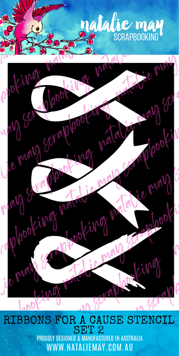 Natalie May Scrapbooking - Ribbons for a Cause Stencil - Set 2