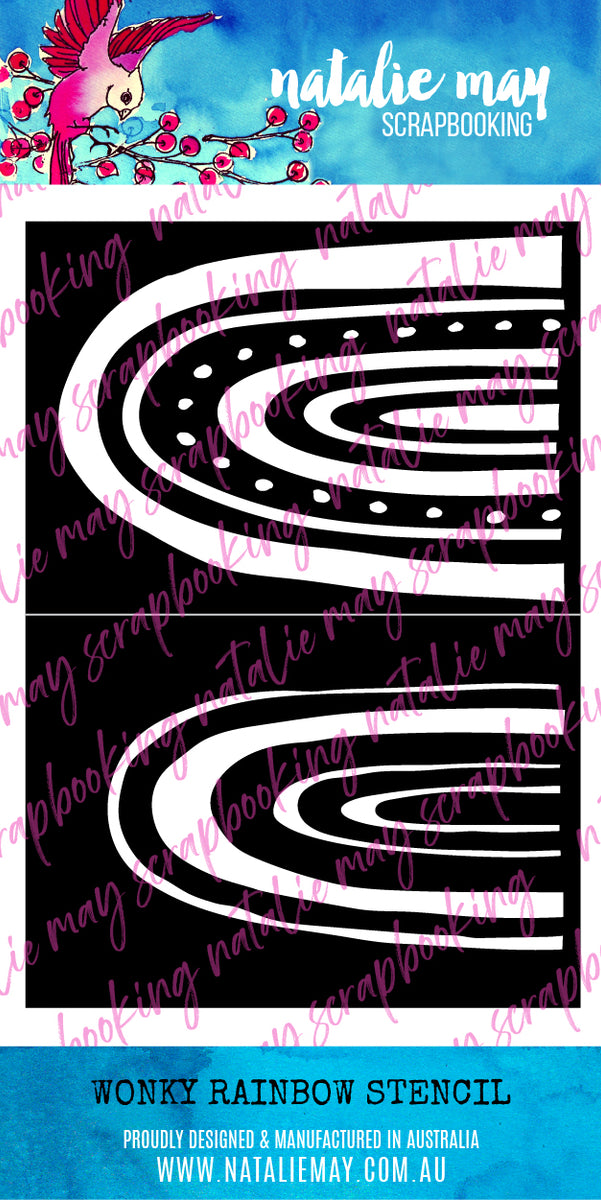 Natalie May Scrapbooking Wonky Rainbow Stencil