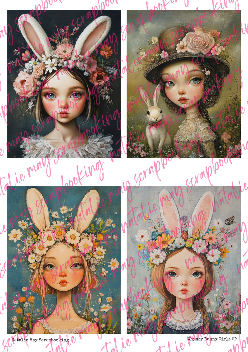 Natalie May Collage Paper - Whimsy Bunny Girls – Natalie May Scrapbooking