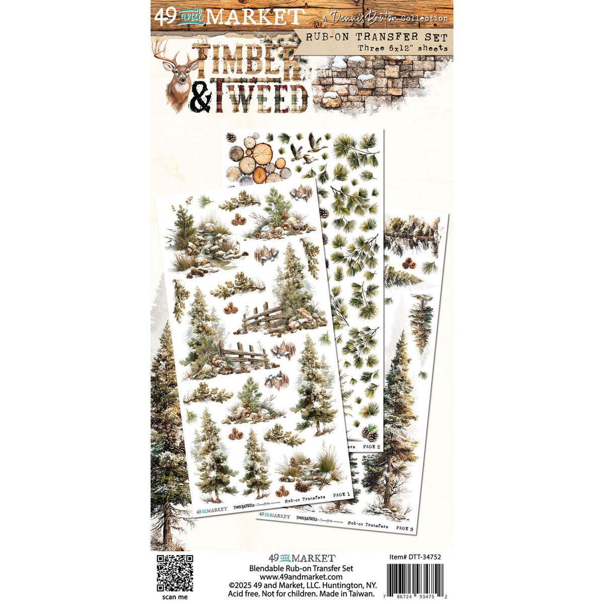 49 And Market Blendable Rub-On Transfer Set 6"X12" Timber And Tweed ...