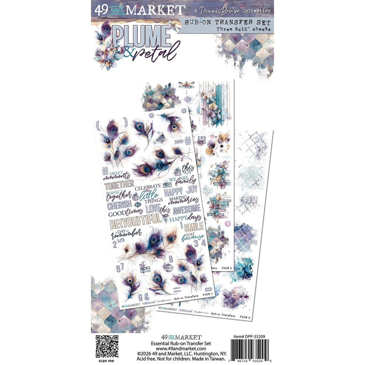 49 And Market Blendable Rub-On Transfer Set 6"X12" Plume & Petal ...