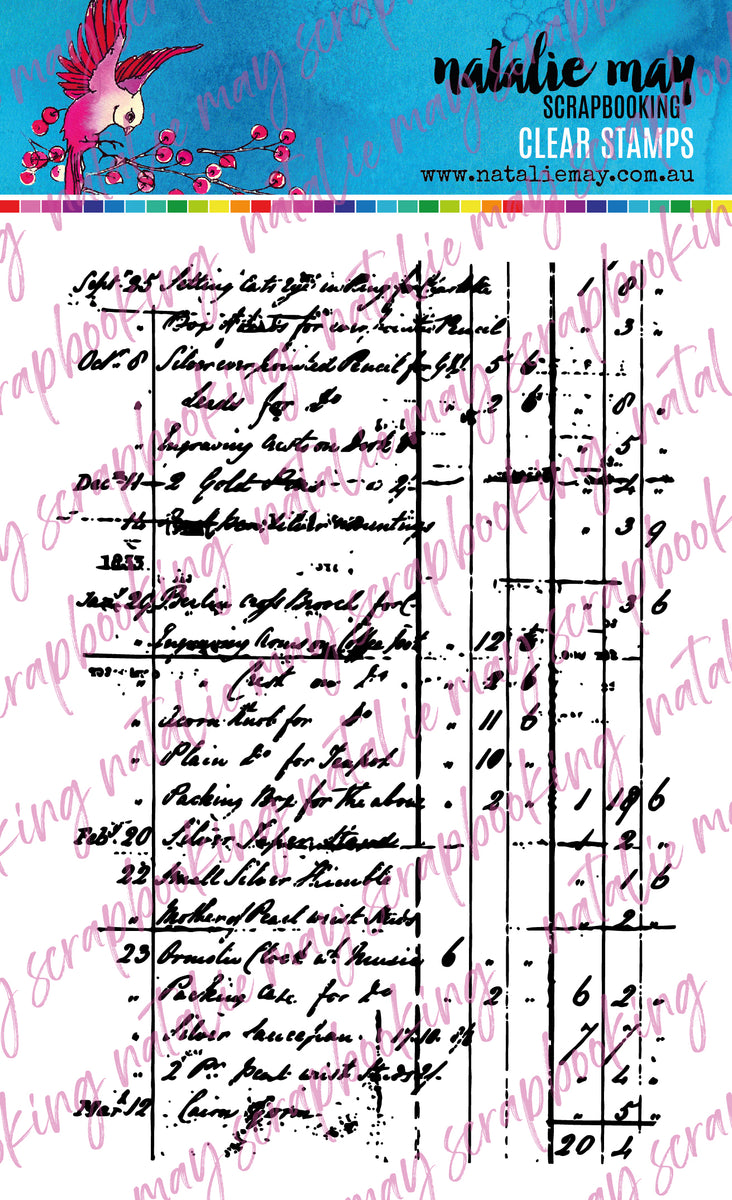 Natalie May Accounts Ledger Stamp Set – Natalie May Scrapbooking