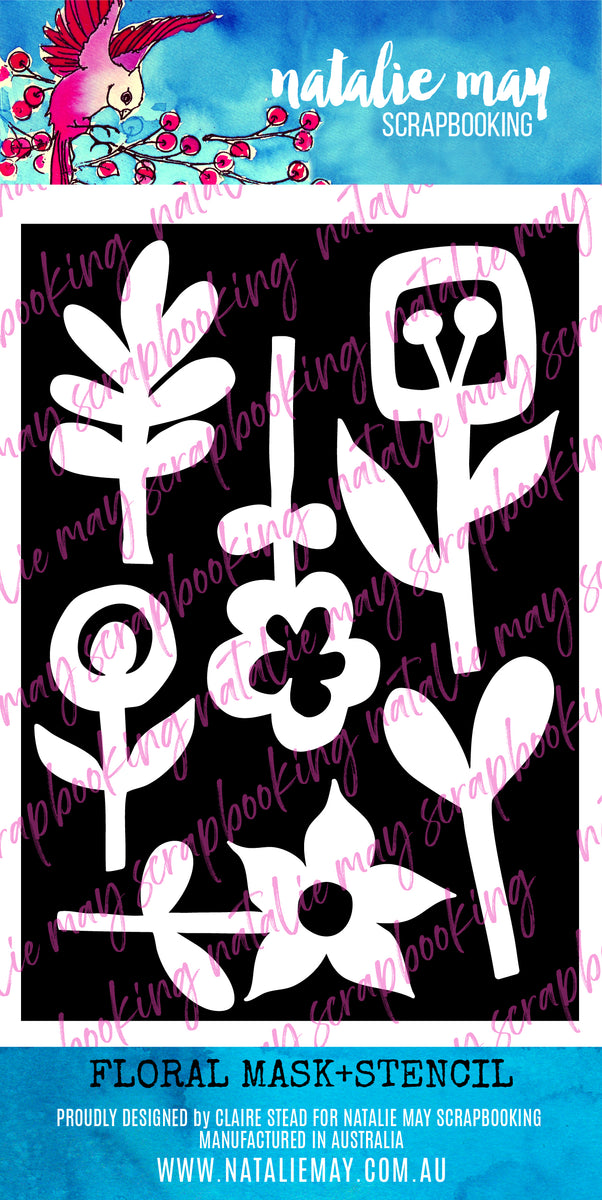 Natalie May Scrapbooking Stencil and Mask - Floral