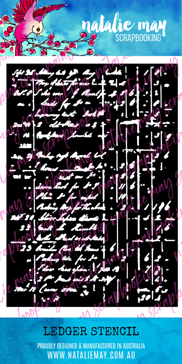 Natalie May Scrapbooking Ledger Stencil