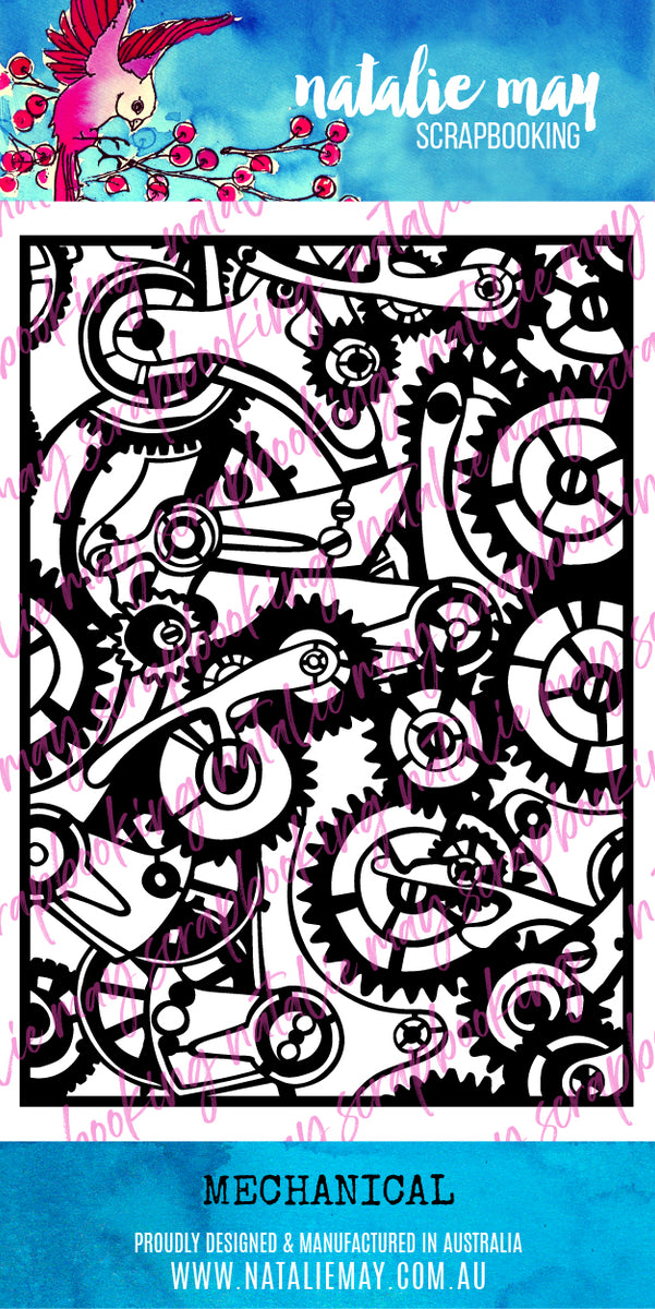 Natalie May Scrapbooking Mechanical Stencil
