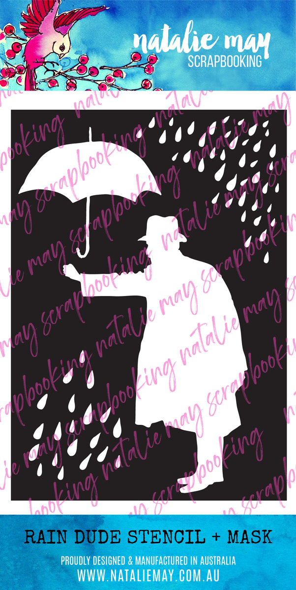 Natalie May Scrapbooking Stencil - Rain Dude