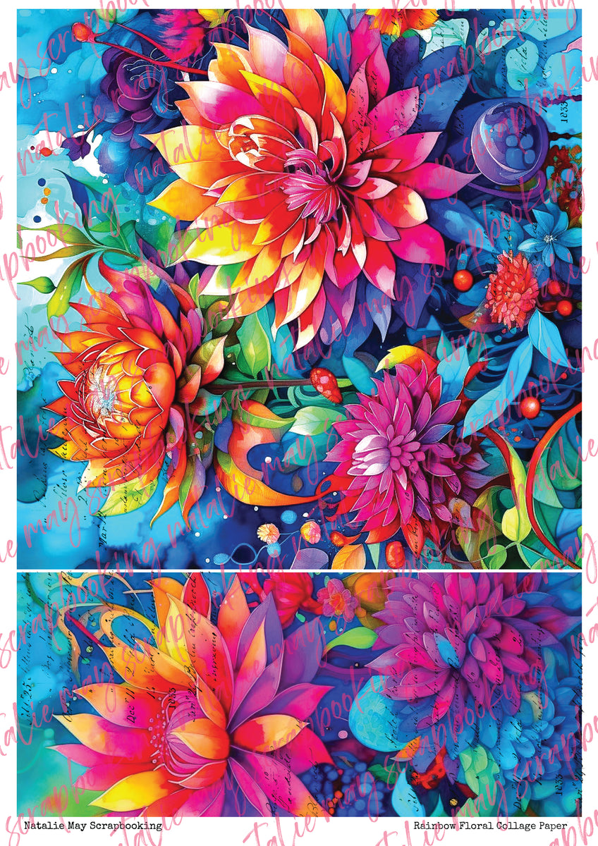 Natalie May Collage Paper - Rainbow Floral – Natalie May Scrapbooking