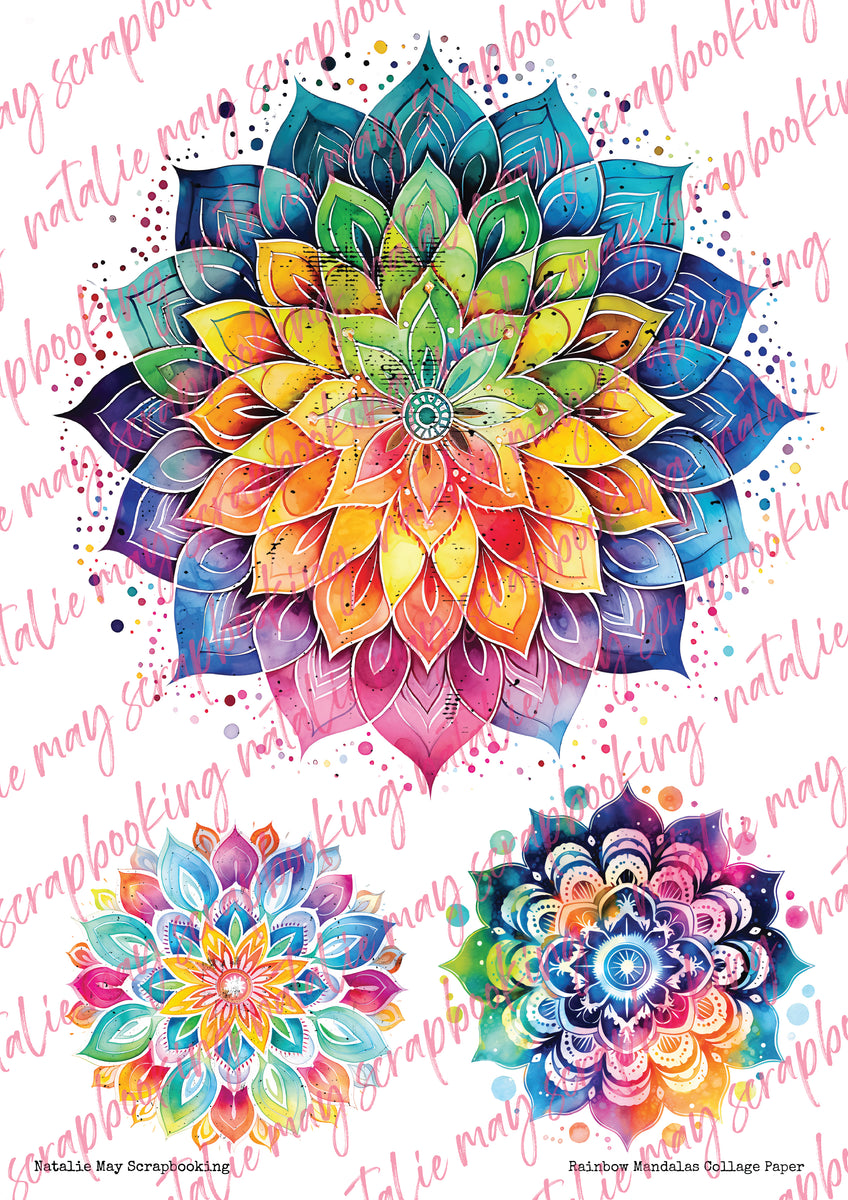 Natalie May Collage Paper - Rainbow Mandalas – Natalie May Scrapbooking