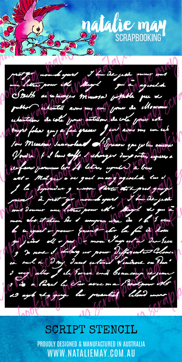 Natalie May Scrapbooking Script Stencil