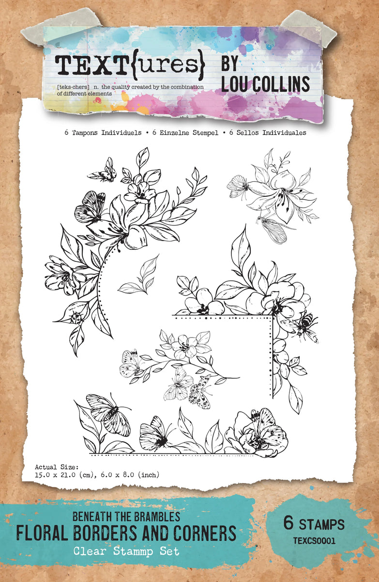 TEXT{ures} Beneath the Brambles Floral Borders & Corners 6in x 8in Sta ...