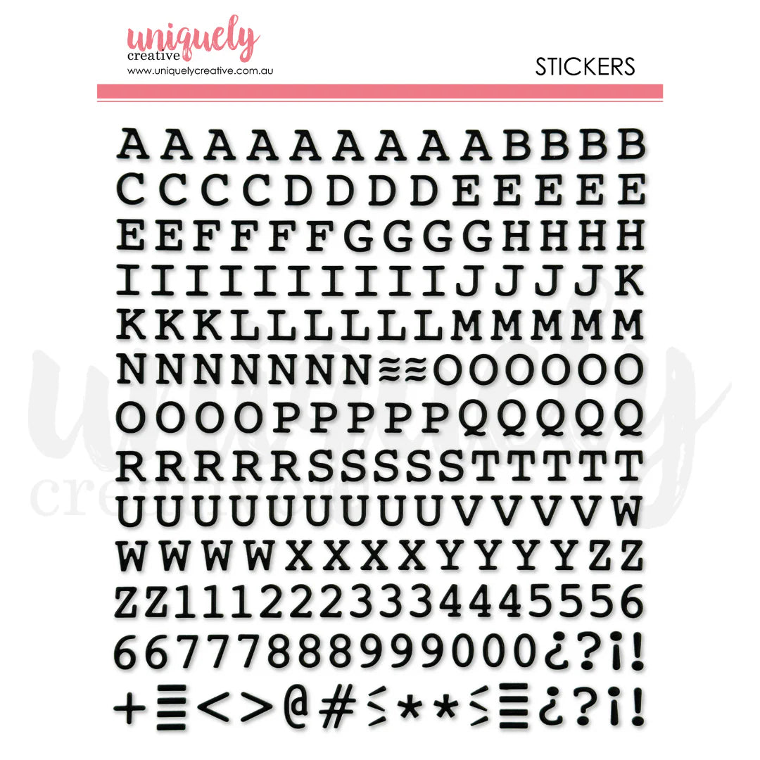 Uniquely Creative Puffy Black Alpha Stickers - Uppercase – Natalie May ...