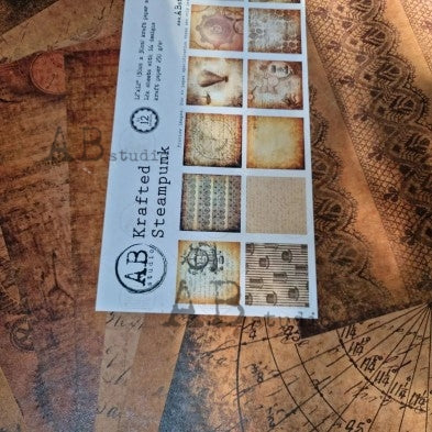 AB Studio "Krafted Steampunk" paper mini- bundle 2 - 6 sheets - 6 desi ...