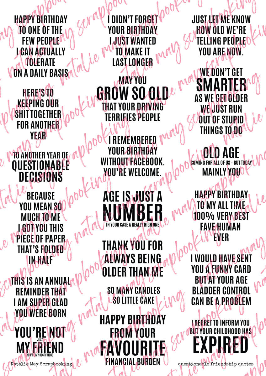 Natalie May Cutables - Questionable Friendship Quotes – Natalie May ...