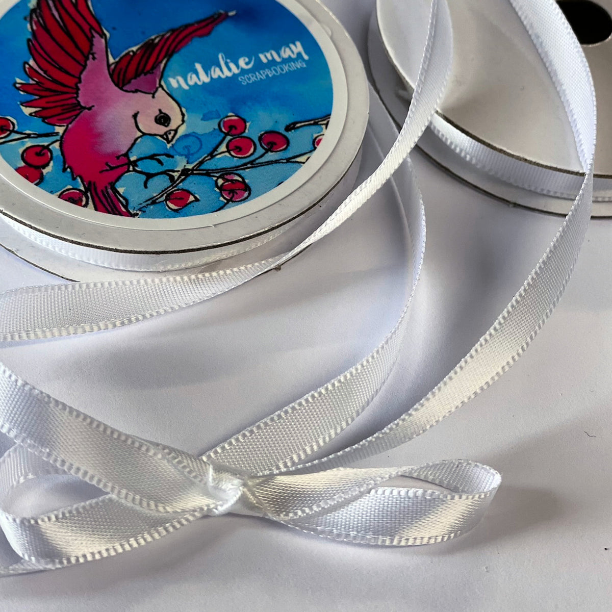 Natalie May Ribbon - White Satin – Natalie May Scrapbooking